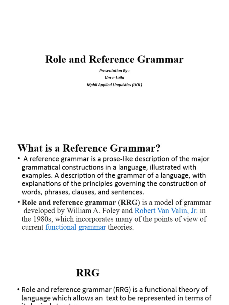 Presentation Role and Reference Grammar The | PDF | Semantics | Sentence (Linguistics)