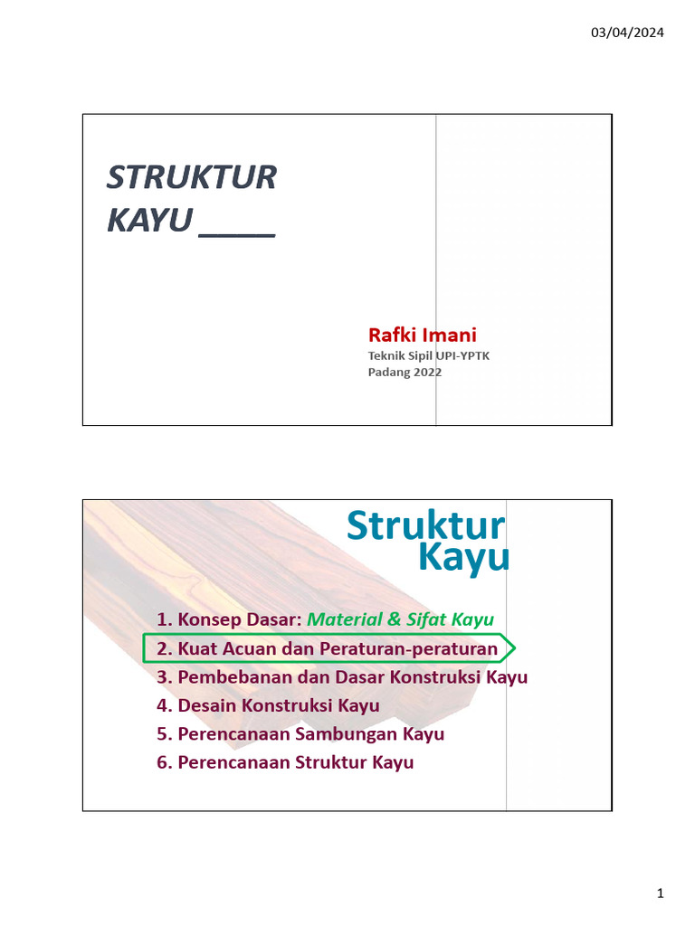 Perencanaan Struktur Kayu dan Kuat Acuan | PDF