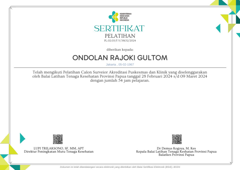 Ondolan Rajoki Gultom: Pelatihan | PDF