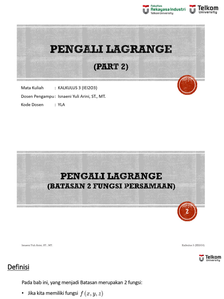 13 Metode Pengali Lagrange (Part 2) | PDF | Metode & Bahan Ajar
