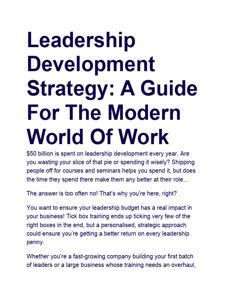 Leadership Development Strategy | PDF | Leadership | Employee Retention