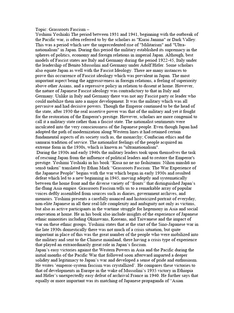 Grassroots Fascism in Wartime Japan | PDF | Fascism | Empire Of Japan
