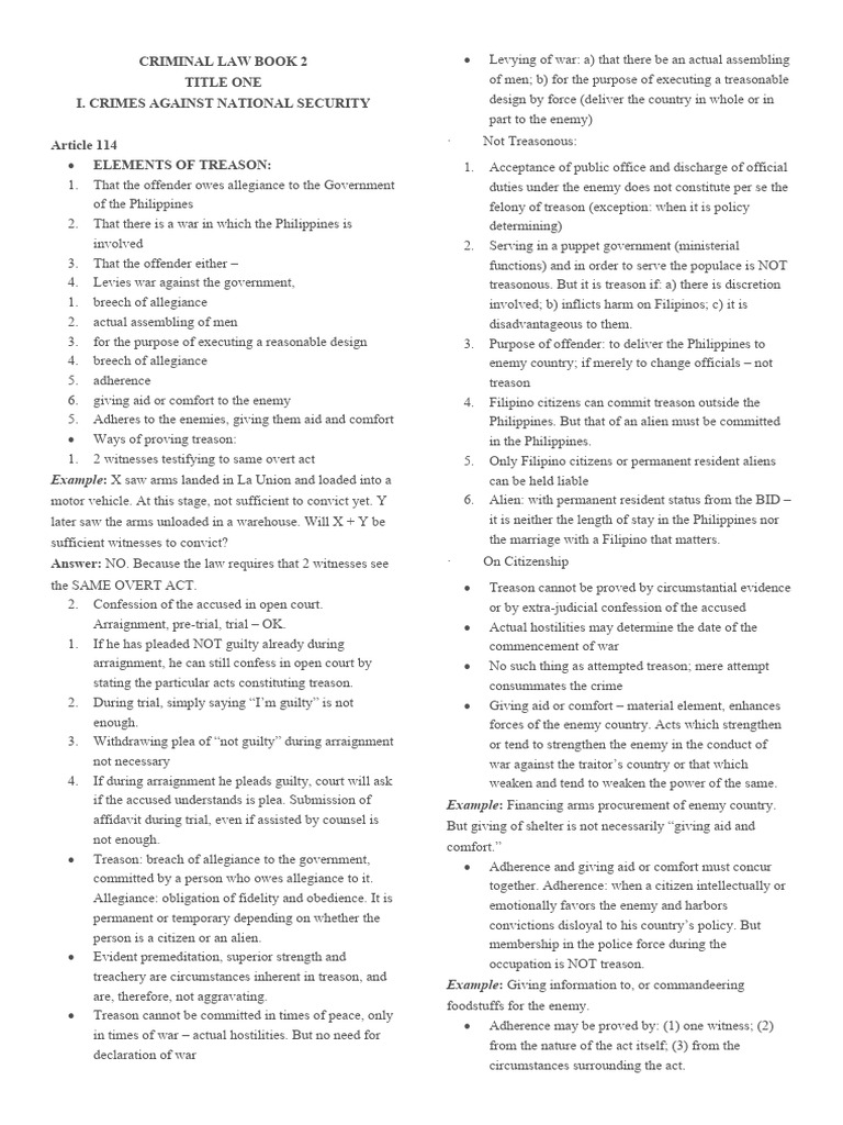 Criminal Law Book 2 Title1 3 1 | PDF | Treason | Detention (Imprisonment)