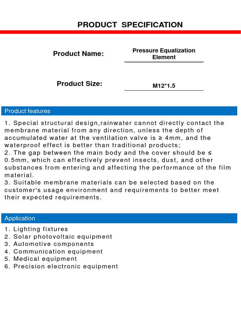 m12 Pressure Equalization Element | PDF | Materials | Applied And ...