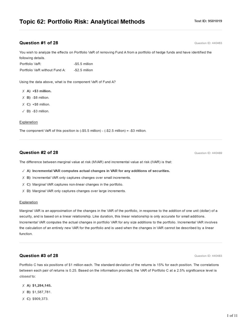 Topic 62 - Portfolio Risk Answer | PDF | Diversification (Finance ...