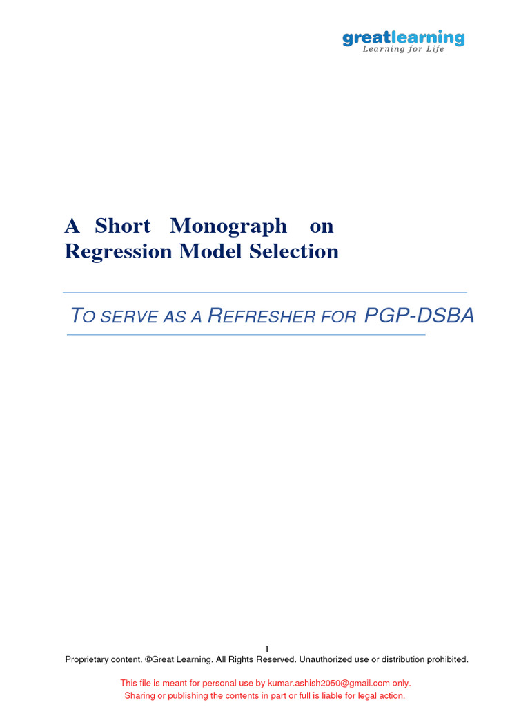 Predictive Modelling Monograph Final | PDF | Bias Of An Estimator | Mean Squared Error