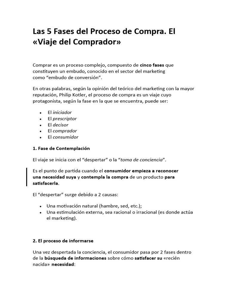 Las 5 Fases Del Proceso de Compra | PDF | Marketing | Los consumidores Las 5 Fases Del Proceso de Compra | PDF | Marketing | Los consumidores