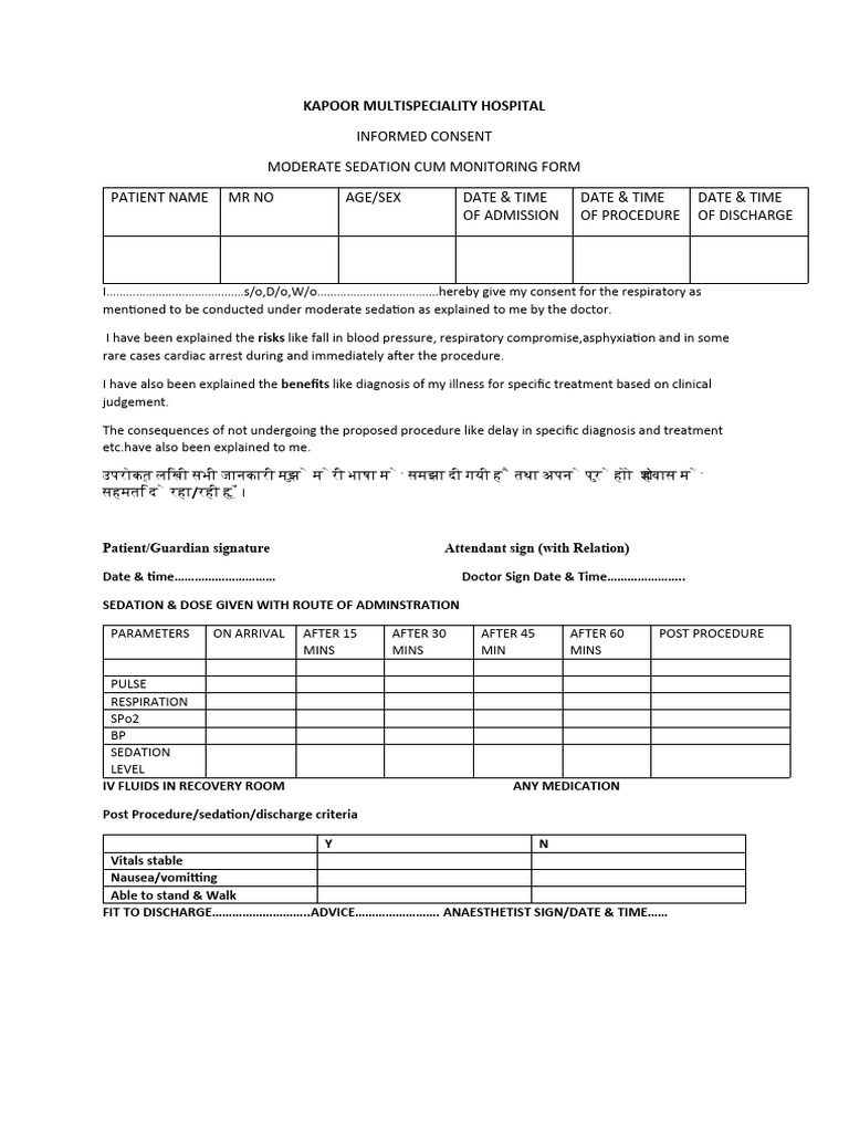 Informed Consent for Moderate Sedation | PDF | Science & Mathematics