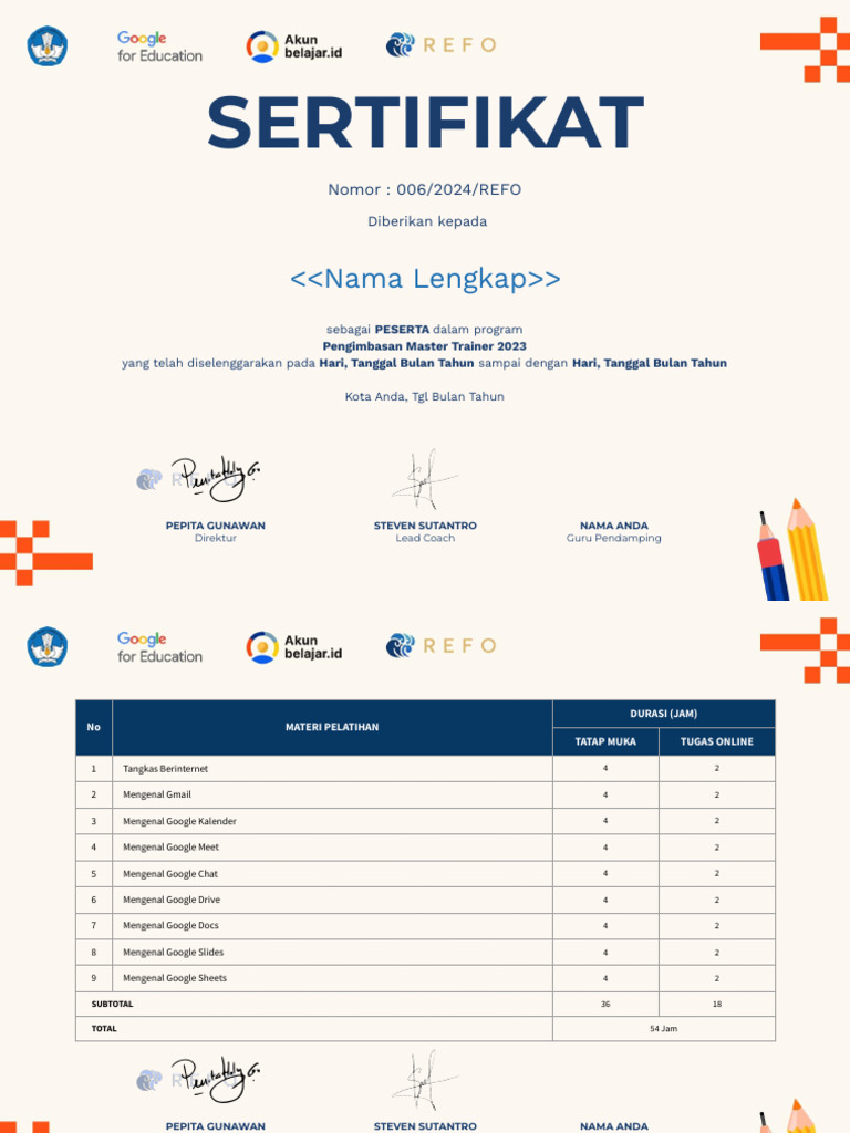Template Sertifikat Pengimbasan Peserta Didik | PDF