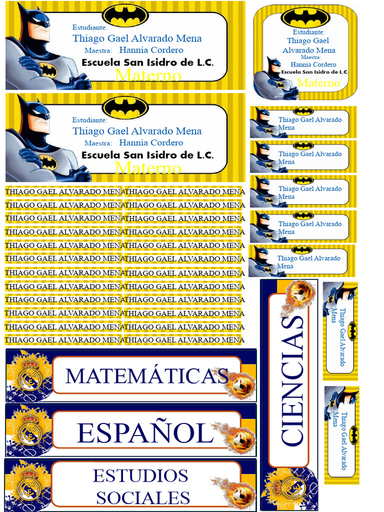 Stickers Escolares Batman | PDF