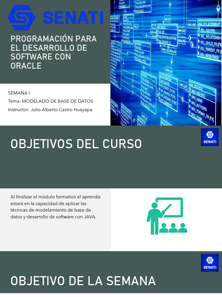 Programación Para El Desarrollo De Software Con Oracle Semana I Pdf Bases De Datos Base De