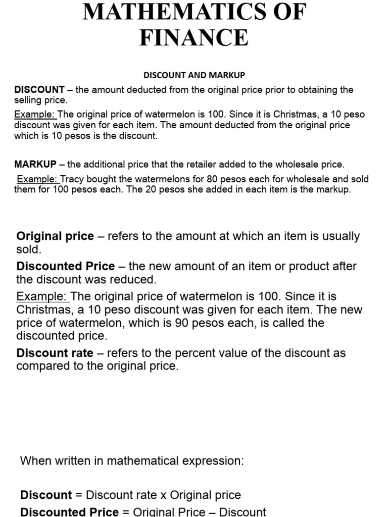 Mathematics of Finance | PDF | Interest | List Price