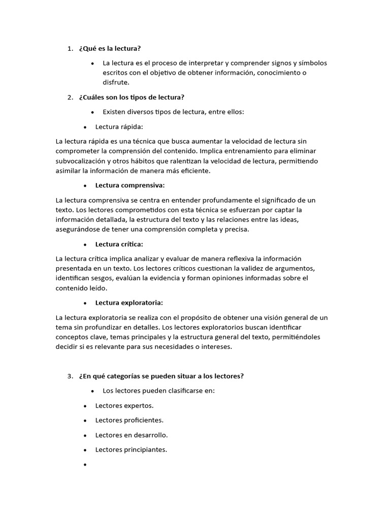 Qué Es La Lectura | PDF | Lectura veloz | Comprensión lectora