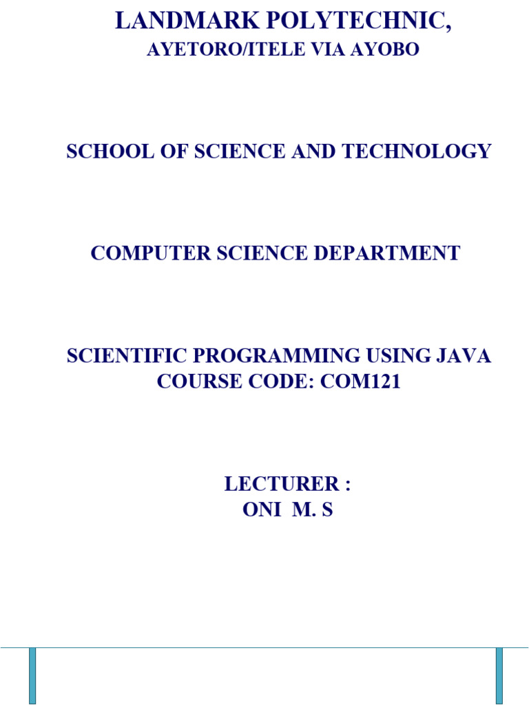 Com 121 Intro To Java Prgrming Theory | PDF | Data Type | Java (Programming Language)