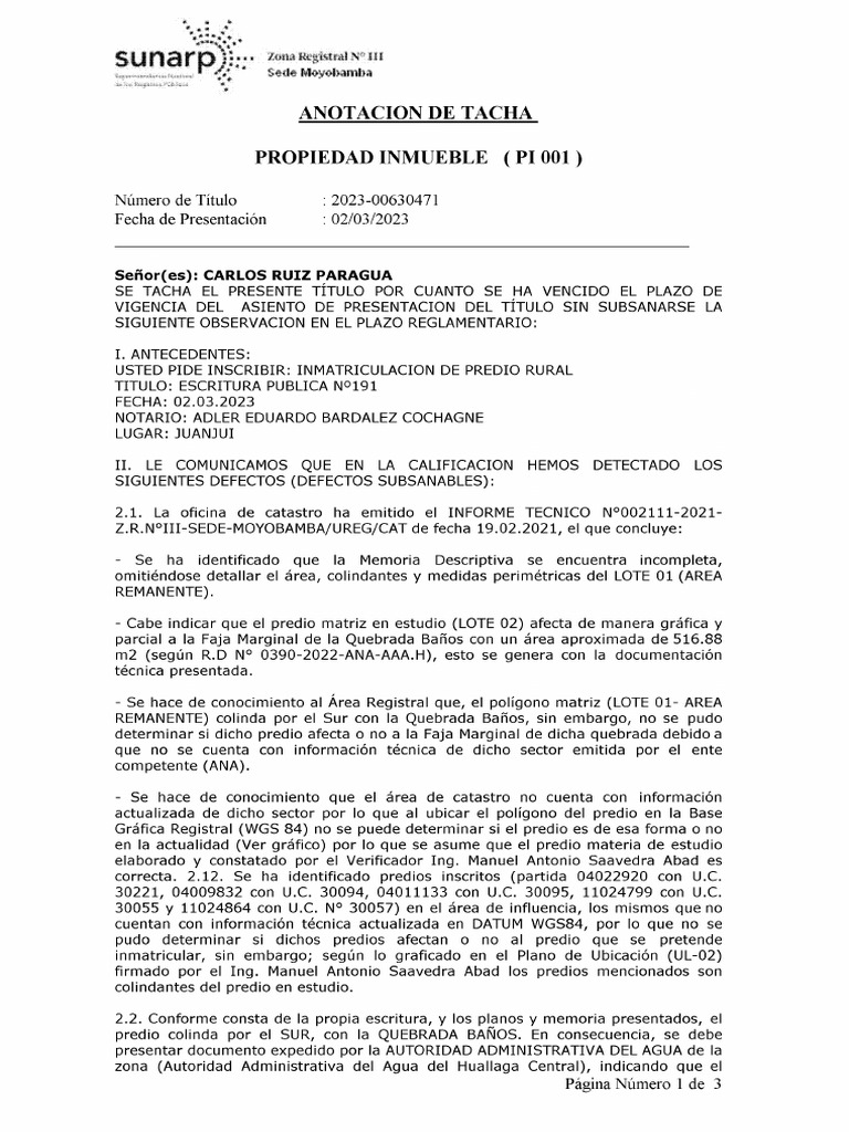 Esquela Tachada | PDF