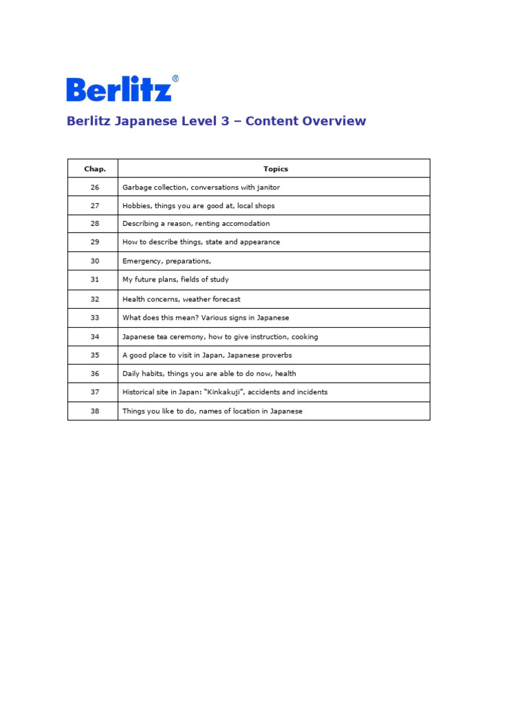 Berlitz Japanese Level 3 | PDF