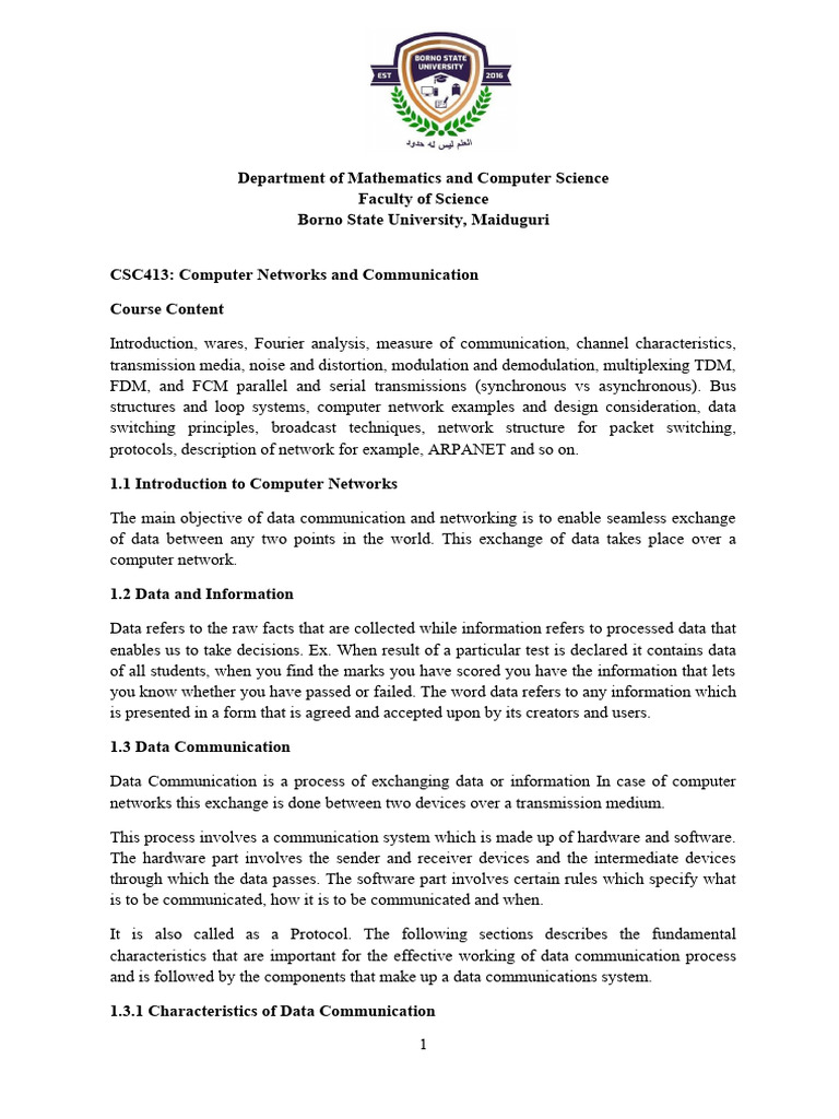 CSC413 - Computer Networks and Communication - BOSU | PDF | Osi Model | Bandwidth (Signal ...