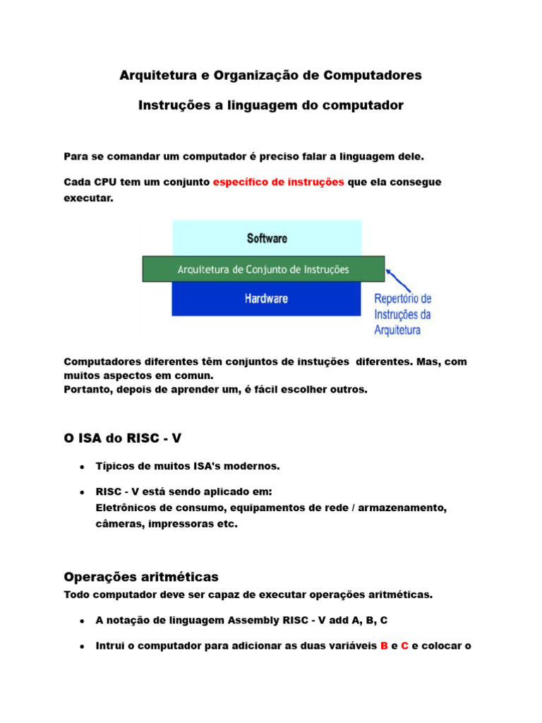 Arquitetura e Organização de Computadores | PDF | Linguagem Assembly ...