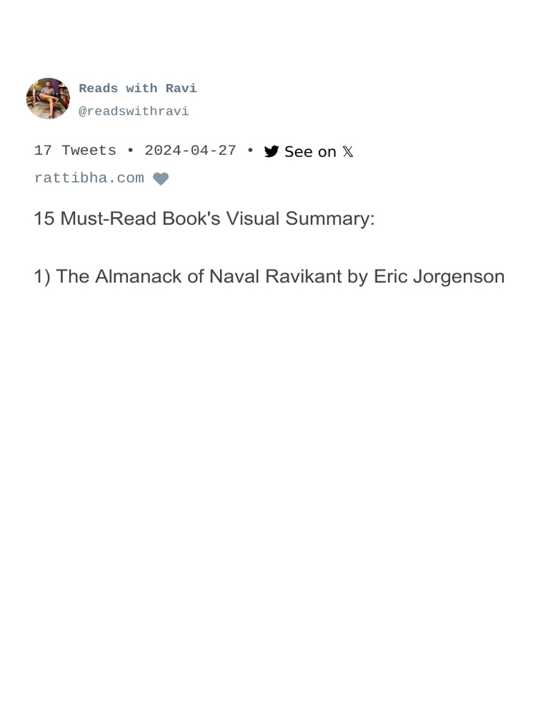 15 - Must-Read - Book's - Visual - Thread - by - Readswithravi - Apr 27 ...
