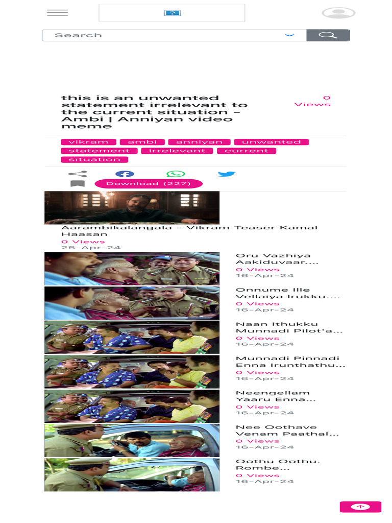 This Is An Unwanted Statement Irrelevant To The Current Situation - Ambi Anniyan Video Meme ...