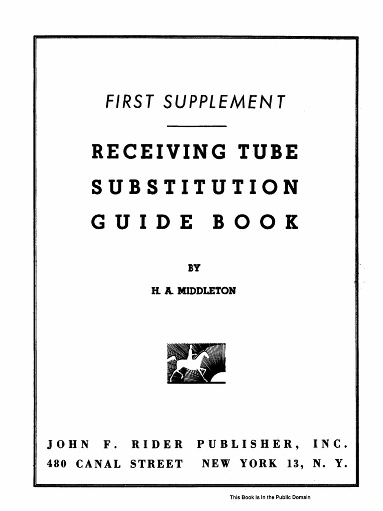 Receving Tube Substitution Guide Book First Supplement 1951 47 Pages ...