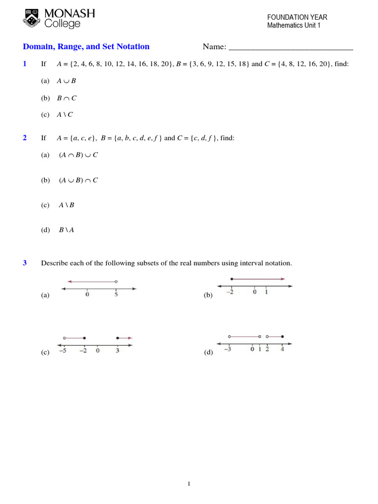 Domain, Range, and Interval Notation | PDF | Teaching Methods & Materials | Science & Mathematics