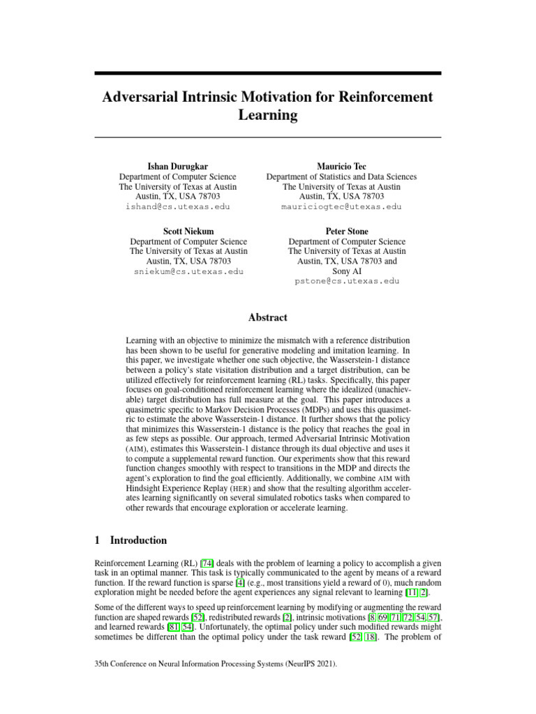 NeurIPS 2021 Adversarial Intrinsic Motivation for Reinforcement ...