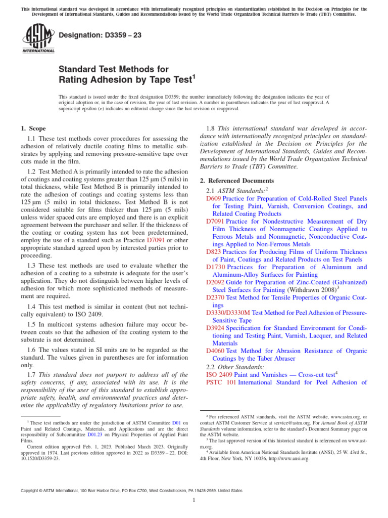 Astm D3359-23 | PDF | Materials