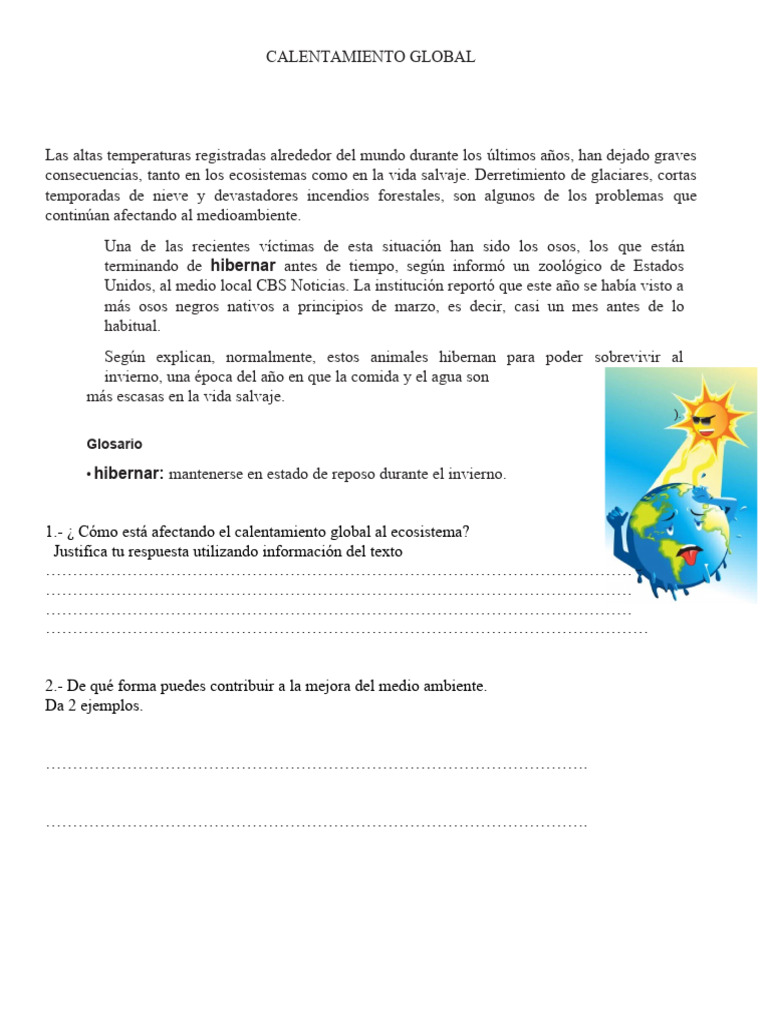 Impacto del Calentamiento Global en Ecosistemas | PDF