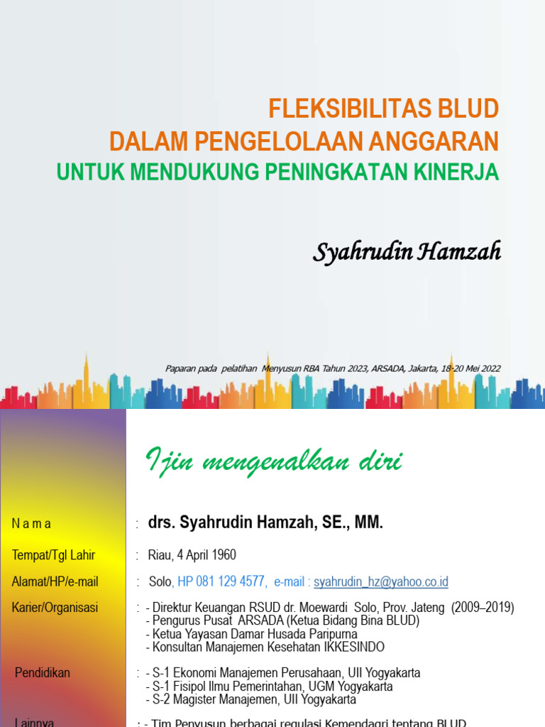 Paparan Pak Syahrudin, Fleksibilitas Blud Dan Anggaran, Arsada, Jakarta ...