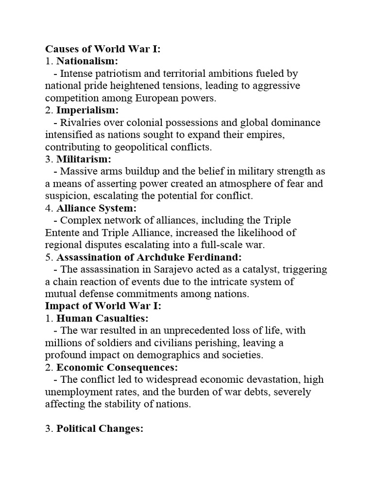 Causes and Impact of WWI and Russian Revolution | PDF | Capitalism ...