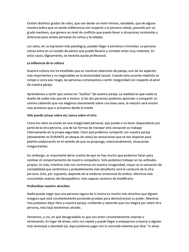 Como Acabar Los Celos | PDF | Celos | Psicología Social