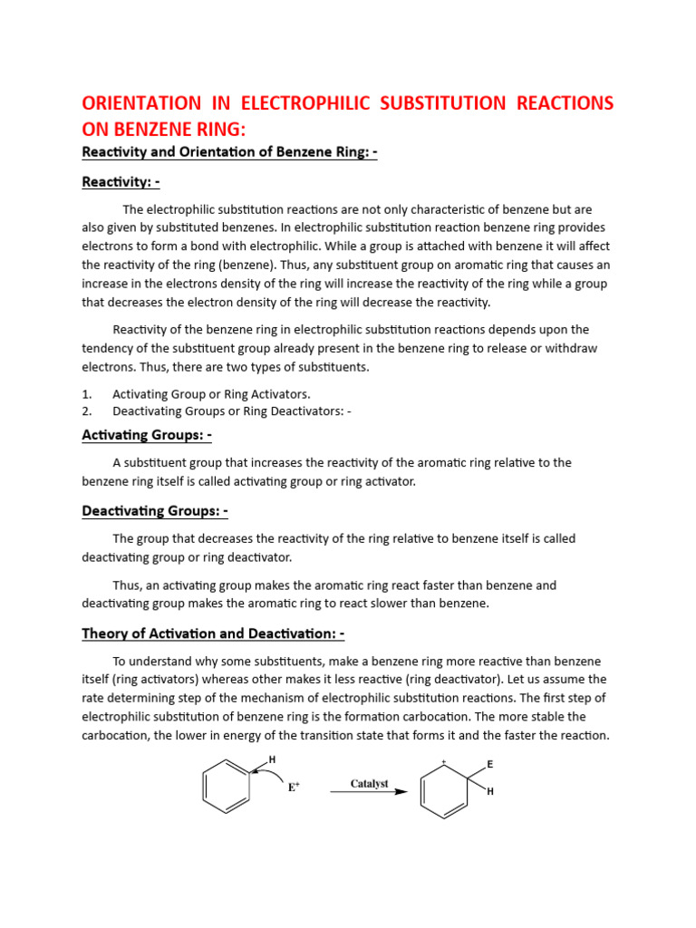 Orientation in Electrophilic Substitution Reactions On Benzene Ring ...