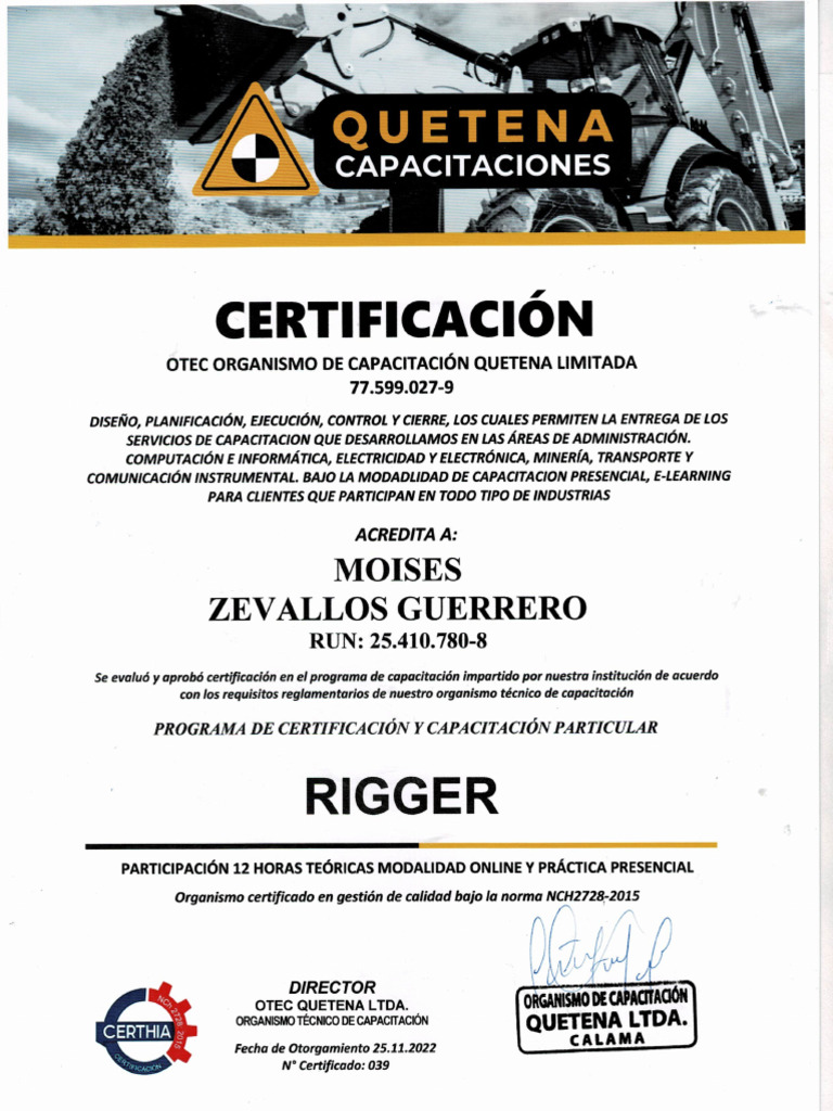 Certificado Rigger | PDF