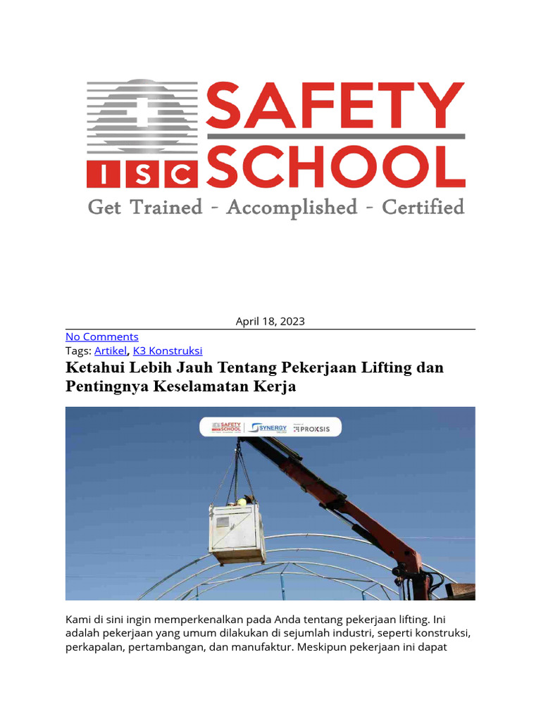 Pekerjaan Lifting | PDF