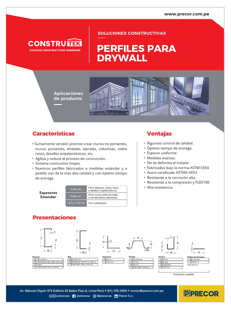 Perfiles para Drywall CONSTRUTEK | PDF