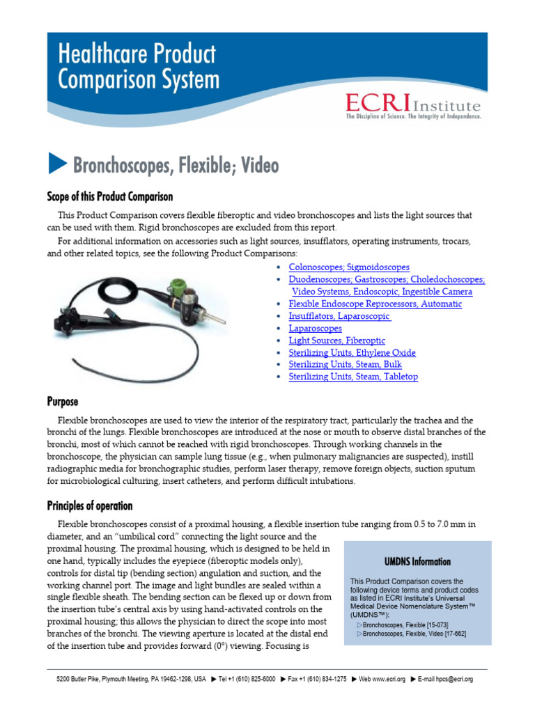 Bronchoscopes, Flexible Video | PDF | Medical Ultrasound ...