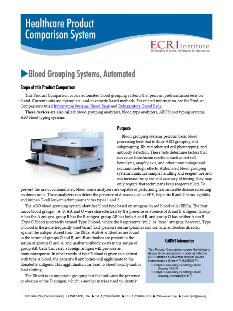 Blood Grouping Systems, Automated | PDF | Blood Type