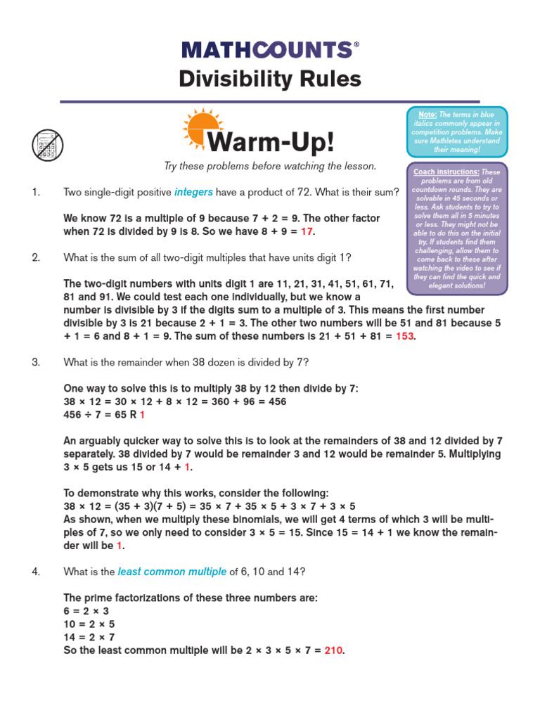 Divisibility_Rules_(C) | PDF | Numbers | Multiplication