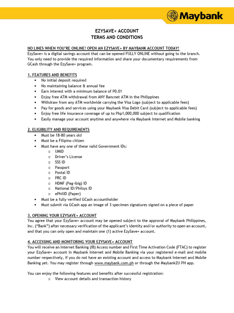 Ezy Save Terms Conditions | PDF | Debit Card | Banks