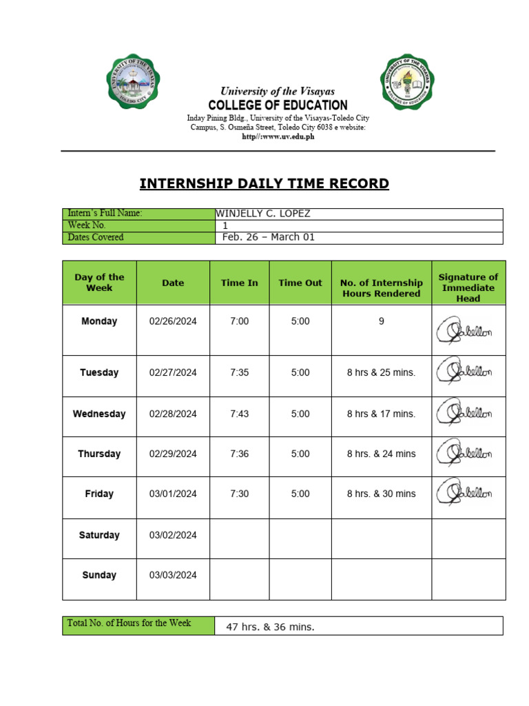 internship-daily-time-record | PDF