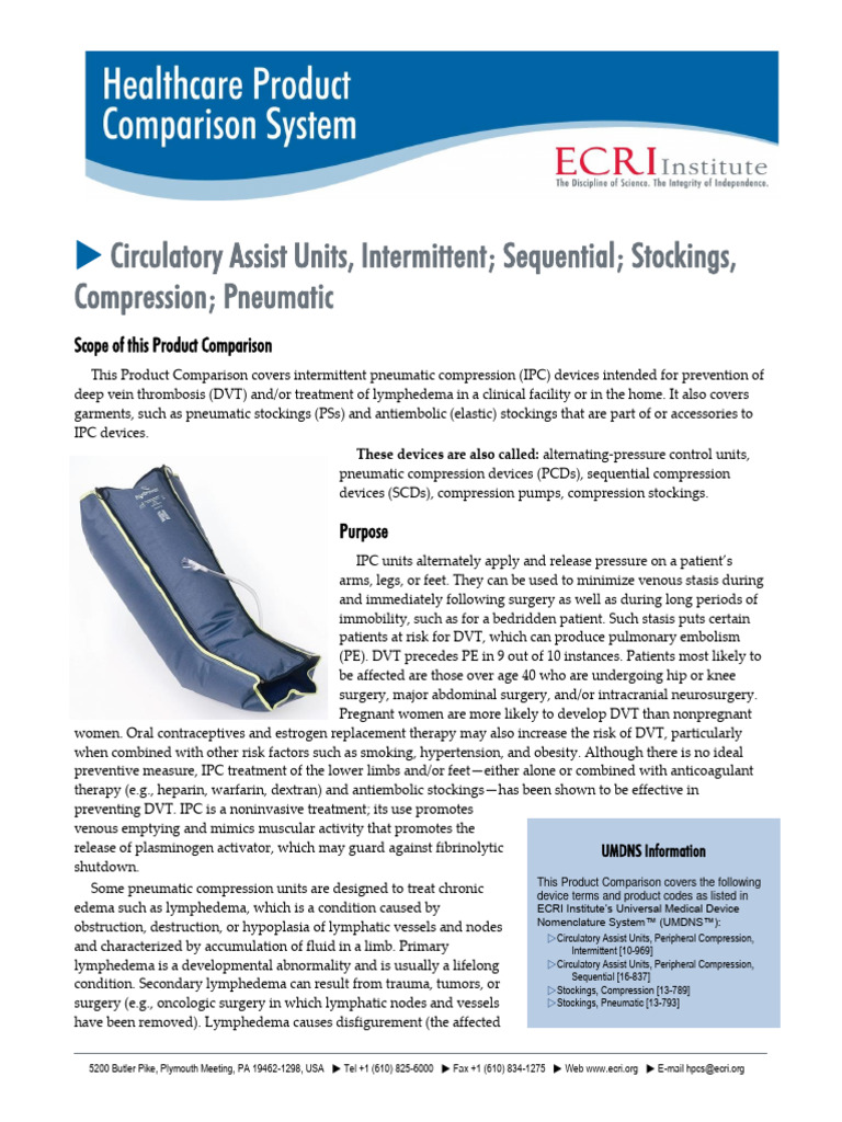 Circulatory Assist Units, Intermittent Sequential Stockings ...