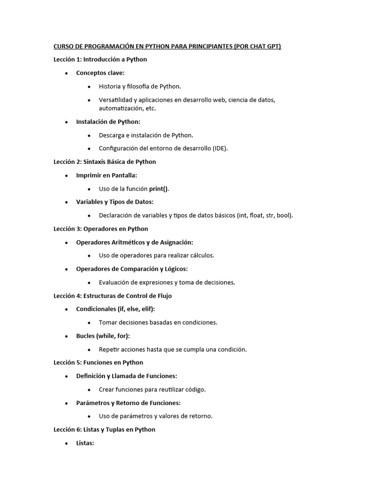 Curso Python | PDF | Python (lenguaje de programación) | Objeto ... Curso Python | PDF | Python (lenguaje de programación) | Objeto ...