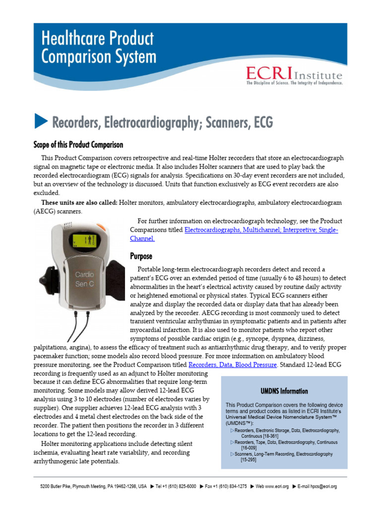 Recorders, Electrocardiography; Scanners, ECG | PDF ...