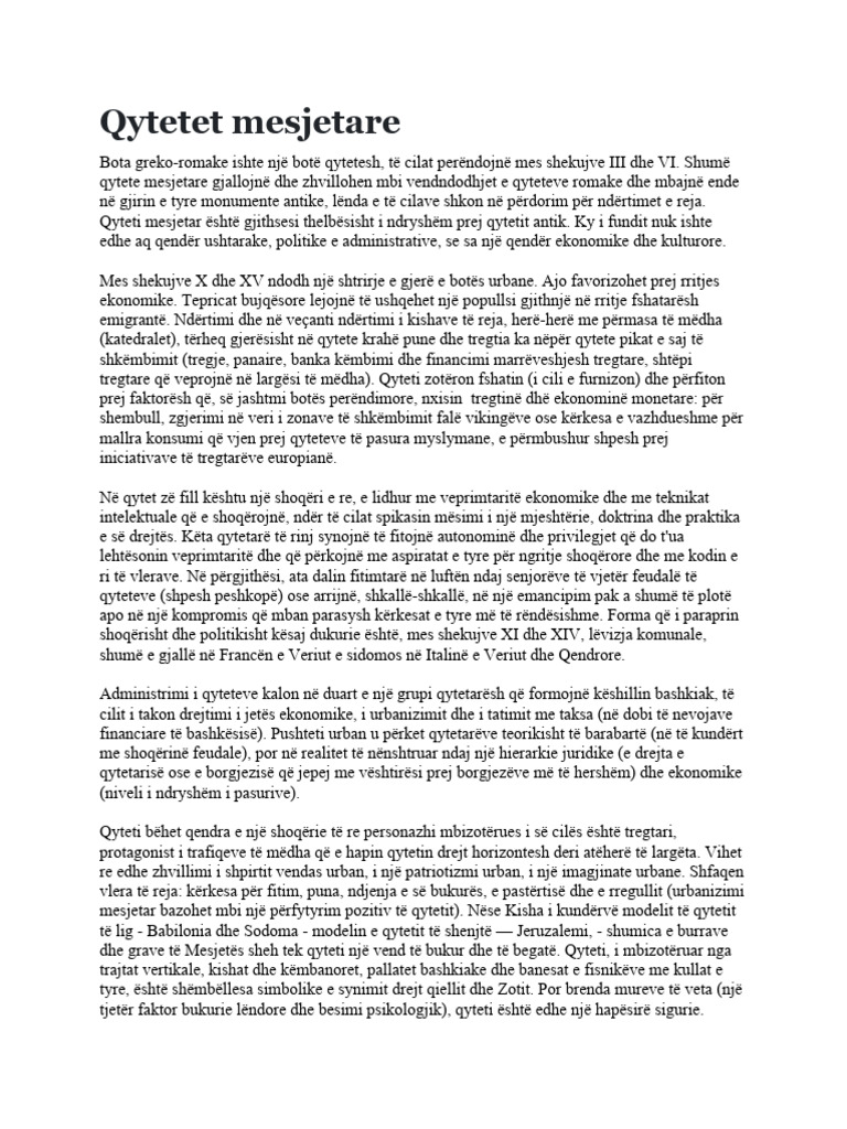 Qytetet Mesjetare | PDF
