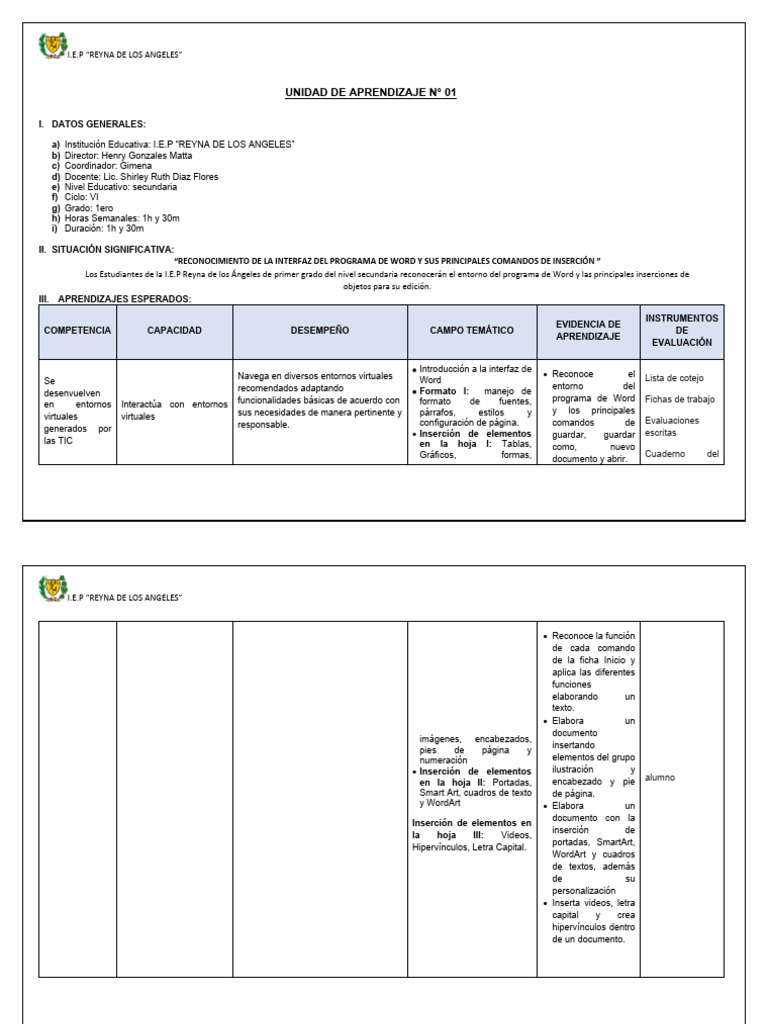 1sec - Unidad de Aprendizaje - Ept | PDF | Informática