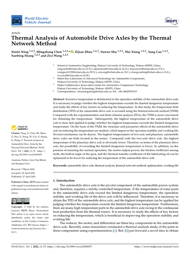 Thermal Analysis of Automobile Drive Axles | PDF | Gear | Electrical Resistance And Conductance