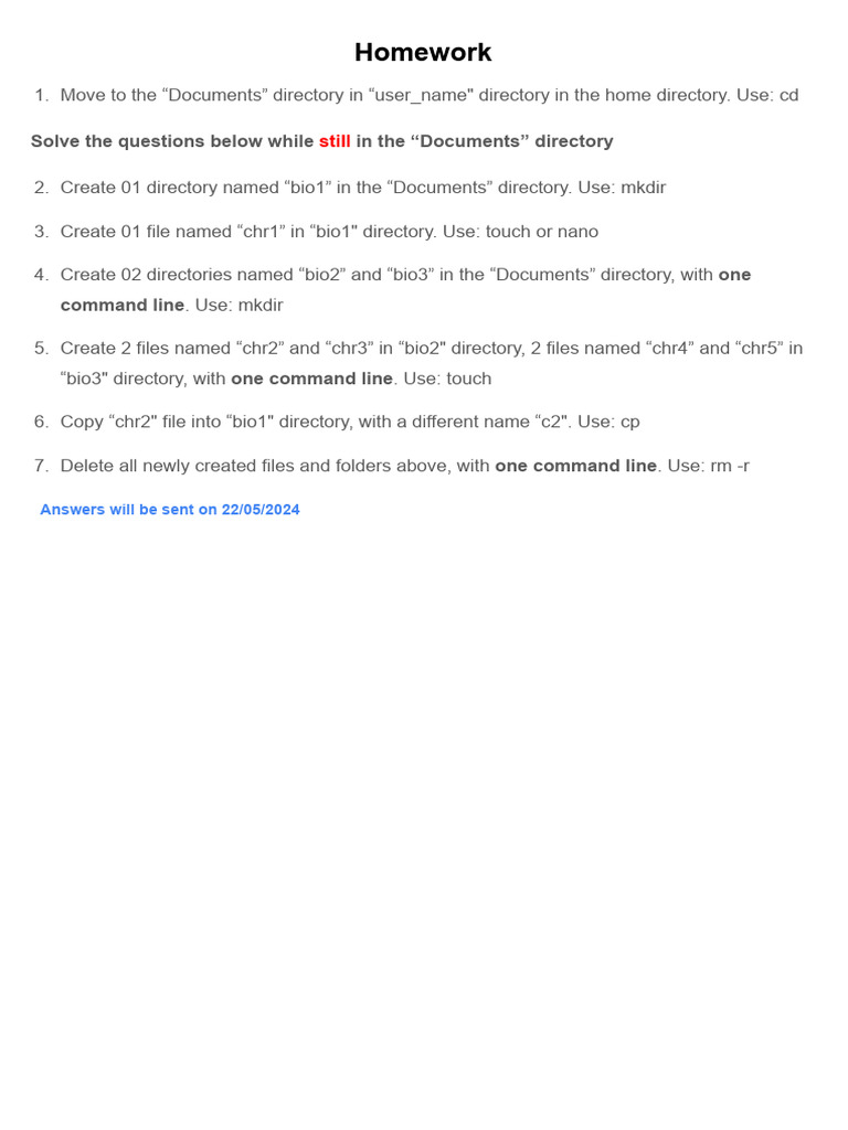 Homework Basic Linux Commands Part1 | PDF