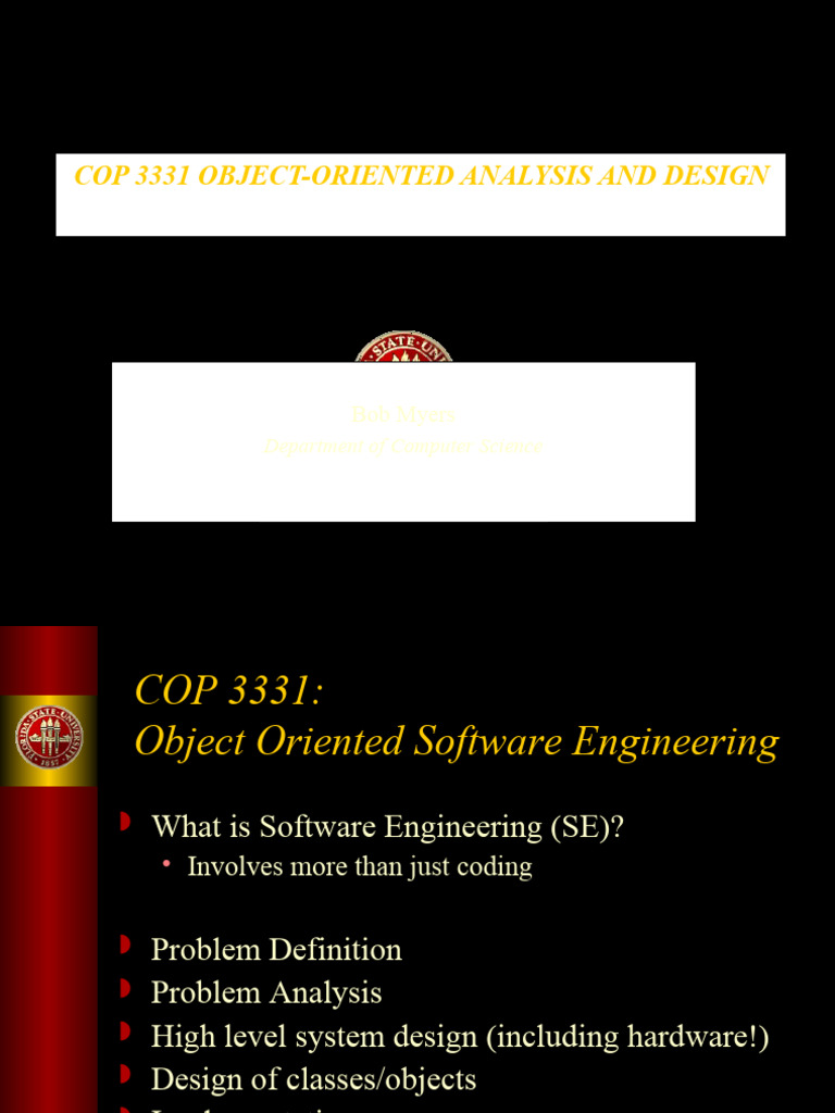Cop 3331 Preview | PDF | Object Oriented Programming | Unified Modeling ... Cop 3331 Preview | PDF | Object Oriented Programming | Unified Modeling ...