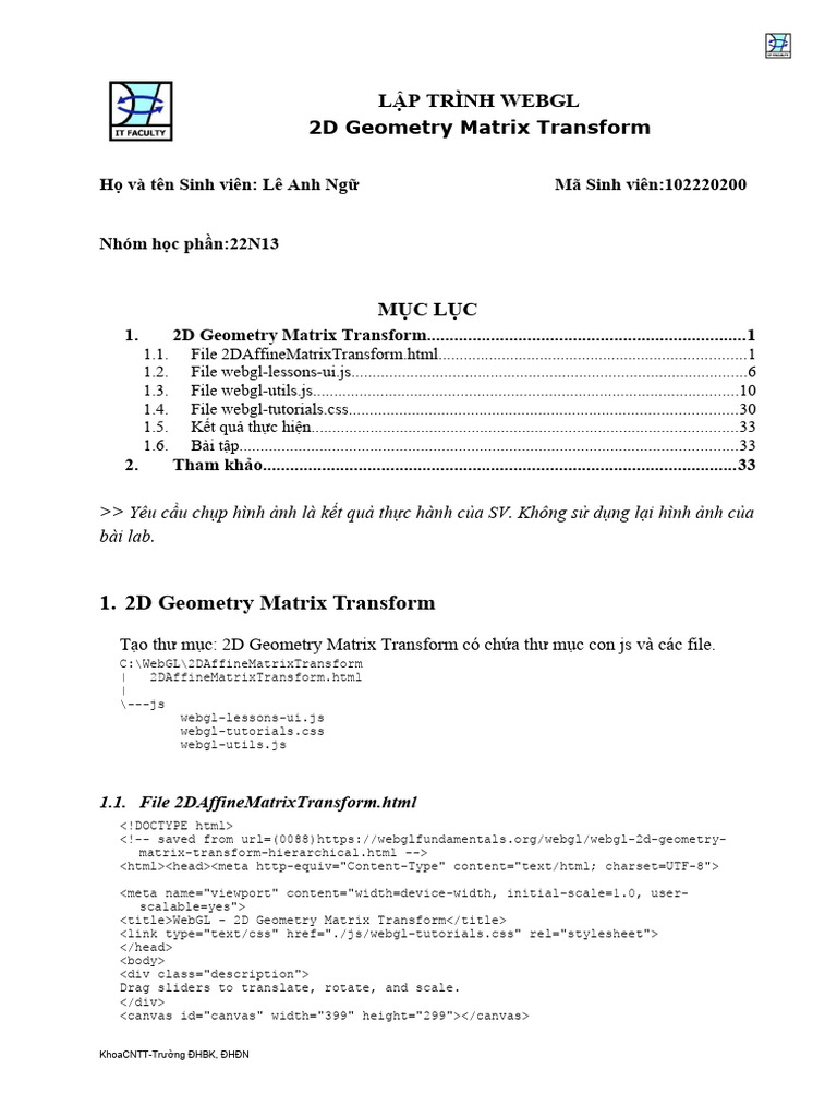LabWebGL&ThreeJS 2D Affine Transform | PDF | Software Engineering ...